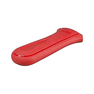 Lodge Deluxe Silicone Hot Handle Holder - Dishwasher Safe Hot Handle Holder Designed for Lodge Cast Iron Skillets 9 Inches+ w/ Keyhole Handle - Reusable Heat Protection Up to 550° - Red