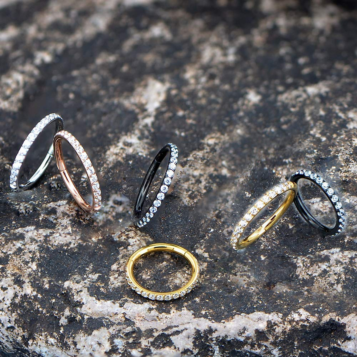 OUFER Gold Hinged Segment Earring Hoop 16G Stainless Steel with Cartilage Earrings Clear CZ Paved Tragus Helix Earrings Cartilage Earring Septum Nose Ring Hoop