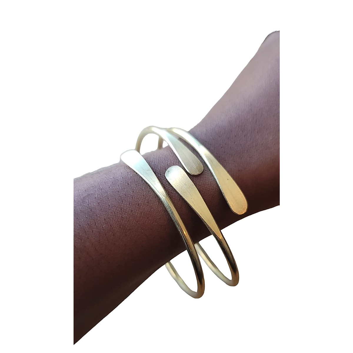 Bead It Wear It Love It 2 Raw Brass Cuff Bracelets Set, African Brass Bangles For Women, Hammered Ends Stacking Bracelets, Boho Tribal Cultural Jewelry (Set Of 2)