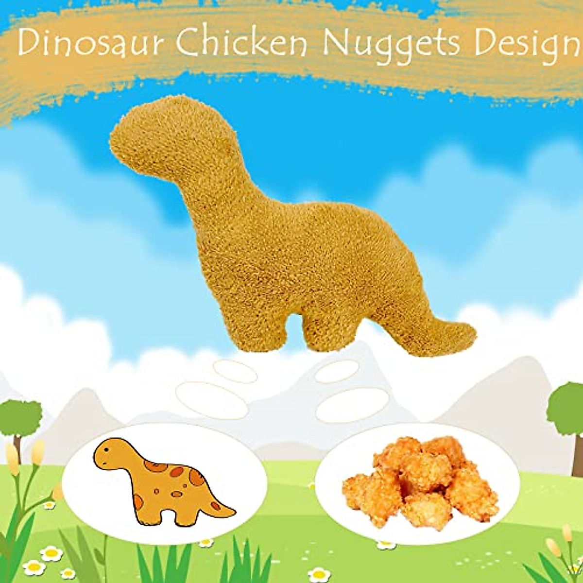 OYTlao Brontosaurus Dino Nugget Pillow,Dino Chicken Nugget Plush,Chicken Nugget Pillow Stuffed Toy,Dinosaur Chicken Nuggets Plushies,Dinosaur Theme Party Decoration Birthday Gifts for Kids
