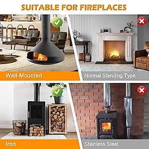 DTNESS Magnetic 4 Blades Heat Powered Stove Fan, Wood Stove Fan with Thermometer and Adjustable Clip, Silent Chimney Fireplace Fan, Hanging Log Burner Stove Fan