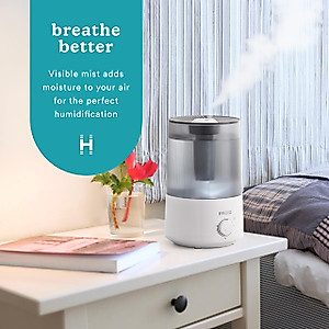 Homedics TotalComfort Ultrasonic Humidifier – Large Air Humidifiers for Bedroom, Plants – Top-Fill 0.85 Gallon Water Tank for 60 Hours of Run Time, Essential Oil Pads, Night-Light, White