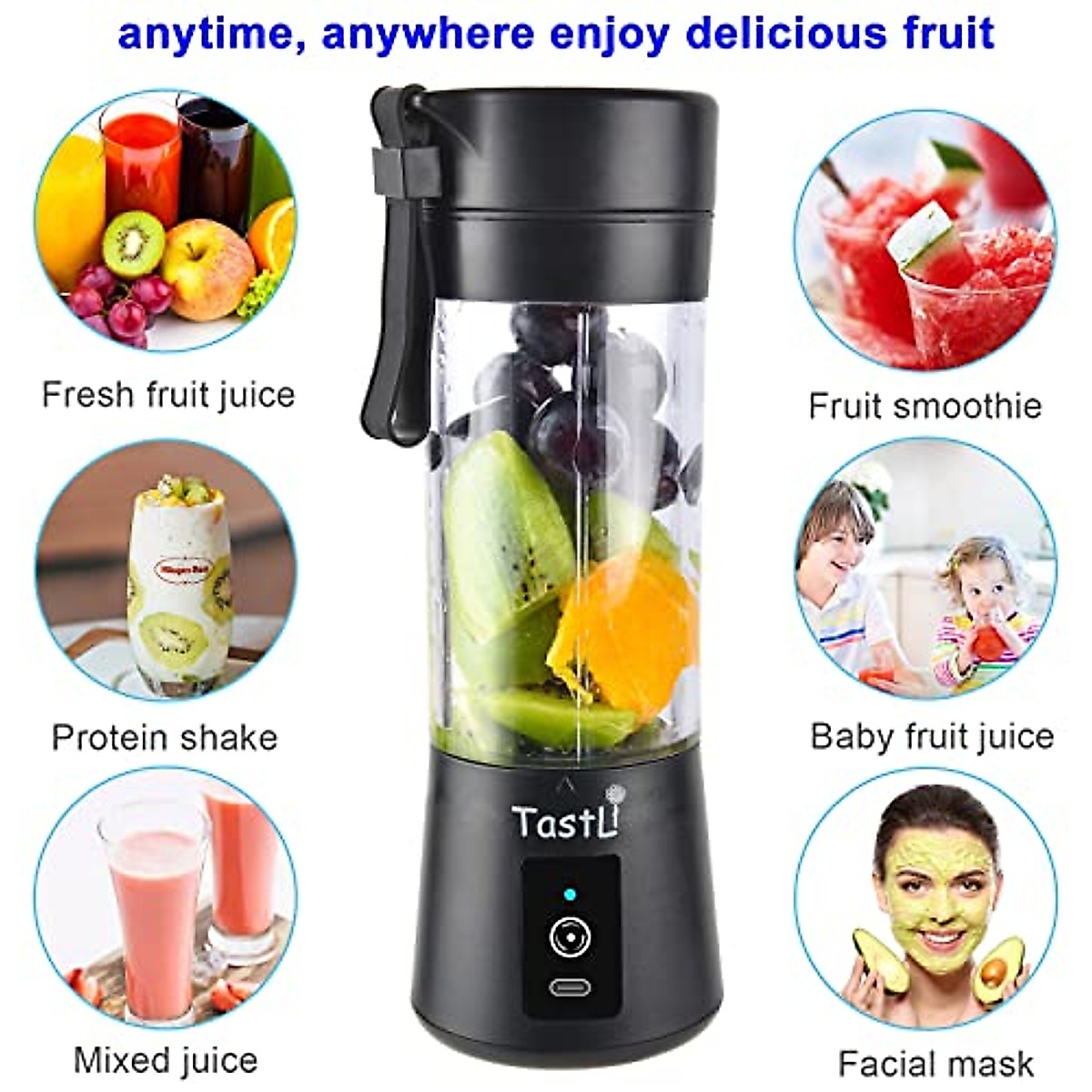 Portable Blender Bottles, Mini Personal Blender for shakes and smoothies (Black)