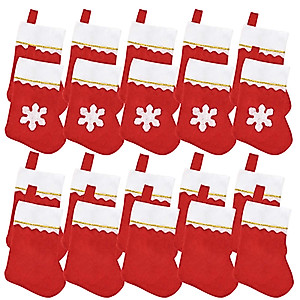 Jmkcoz 20 Pack Christmas Mini Stockings Sock Decoration Snowflake Tableware Holders, Red Felt Knife Spoon Fork Bag Candy Pouch Bag Plush Cuff Socking for Xmas Party Tree Dinner Table Home Ornaments