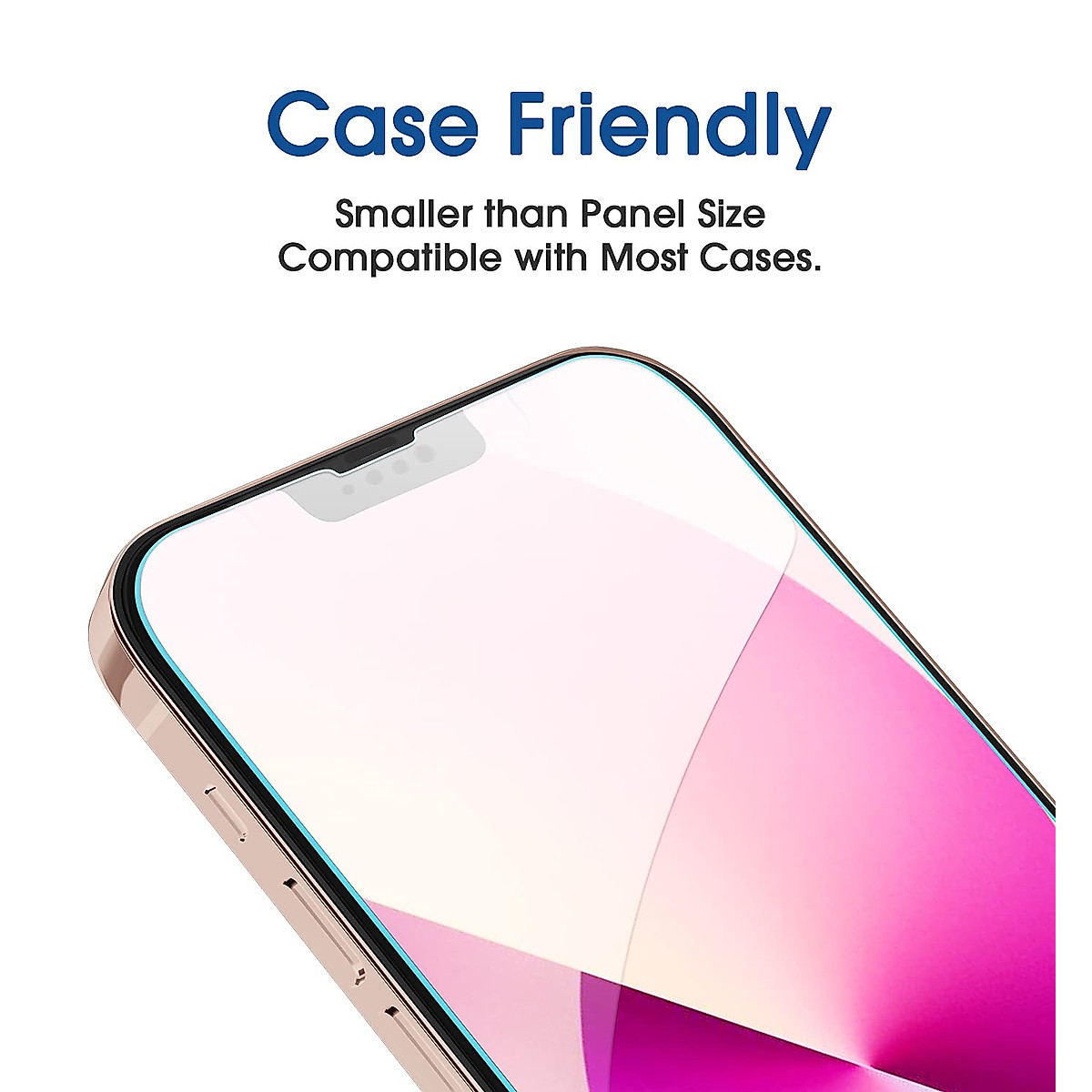 amFilm OneTouch Glass Screen Protector Compatible with iPhone 13 Mini 5.4" 2021 with Easy Installation Kit, Full Coverage Case Friendly, Tempered Glass, 2 Pack