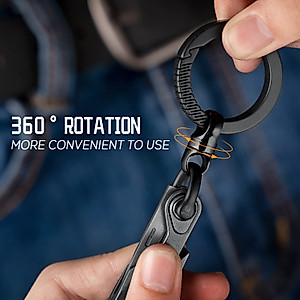 FEGVE Swivel Titanium Key Ring, Heavy Duty Key Chain Rings Small Keyrings Keychain Assecories for Men And Women (Black-2pcs)