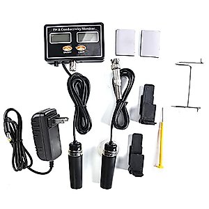 Water Quality Tester, LED Screen Easy Replacement PH Meter Backlight Function Automatic Temperature Compensation with Replaceable Probe for Drinking Water(110V U.S. Standard Adapter)