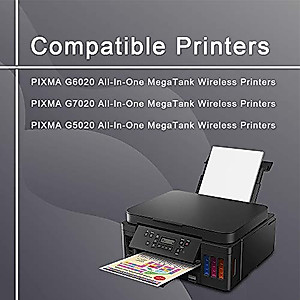 Pristar Compatible Ink for Canon GI-20 GI20 GI 20 Ink Refills Replacement for Canon PIXMA G6020 G7020 G5020 MegaTank Printer Ink Bottle,170ML Black Canon GI-20 Ink, 70ML Canon GI20 Cyan/Magenta/Yellow