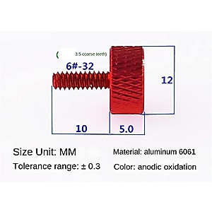 Screw 6#-32 * 10mm Aluminum Alloy Hand Twisted knurled Color Computer Drone Box DIY Side Panel Hard Drive Graphics Card Screws (Color : Golden)