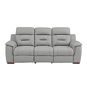 Blackjack Furniture Walker Leather Match Upholstered Reclining Living Room Sofa, Gray
