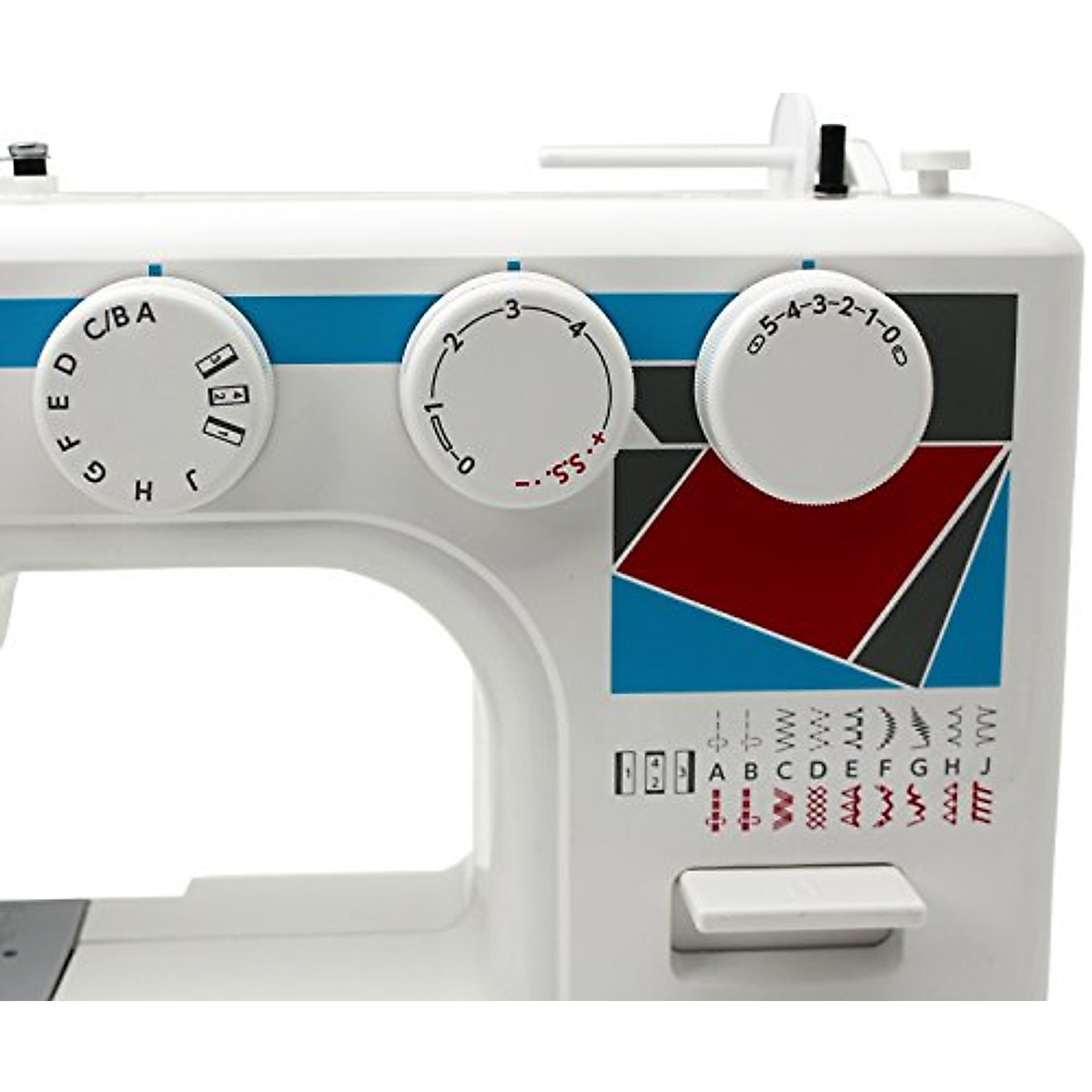 Janome MOD-19 Easy-to-Use Sewing Machine with 19 Stitches, Automatic Needle Threader and 5-Piece Feed Dogs,white