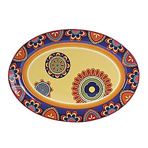 Bico Tunisian Ceramic 16 inch Oval Platter, Microwave & Dishwasher Safe
