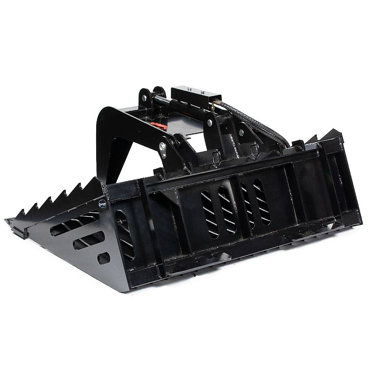 Titan Attachments 60-in Fine Grade Rock Grapple Skeleton Rake with Teeth, Universal Skid Steer Quick Tach