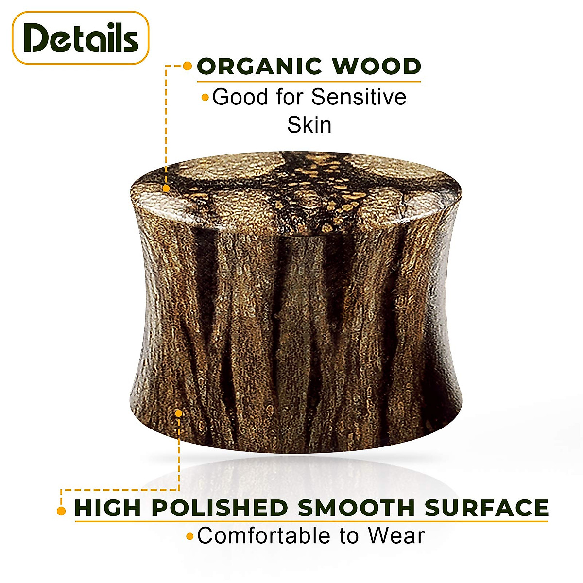 BIG GAUGES Pair of Batik Wood 1/2 Inch Gauge 12mm Double Flared Saddle Piercing Jewelry Ear Stretcher Earring Flesh Solid Plugs BG5267