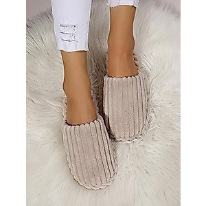 Verdusa Women's Fuzzy Bedroom Slippers Cozy Memory Foam House Slide Shoes Khaki CN36-37