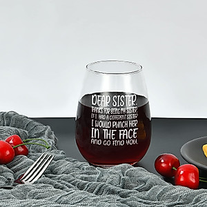 Funny Sister Wine Glass Gift 15Oz, Thanks for Being My Sister Stemless Wine Glass, Unique Thank You Gift for Sisters, Stepsisters, Sister in Law, Soul Sister, Christmas Gift, Birthday Gifts for Sister