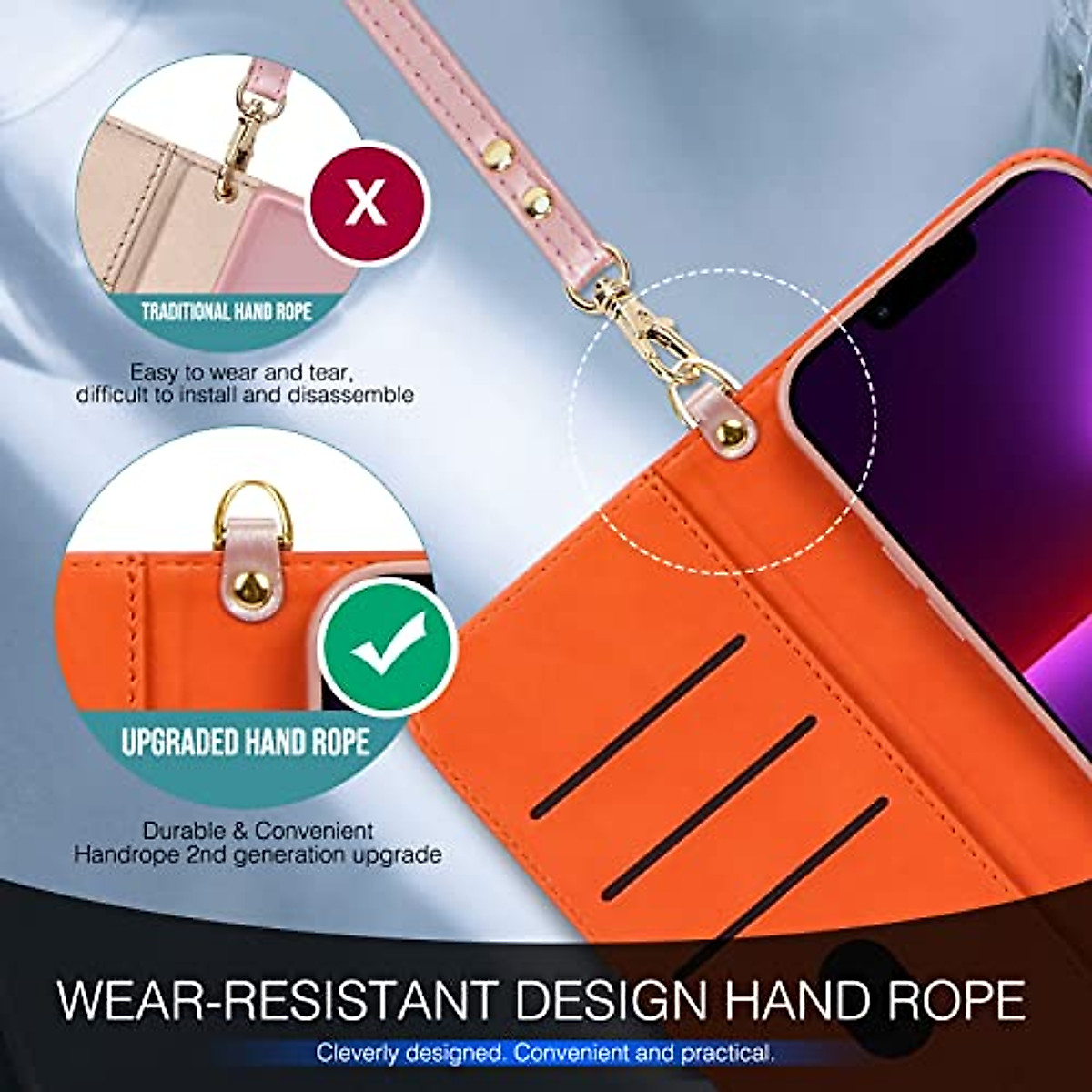 FYY Compatible with iPhone 13 Pro Max Case, [Kickstand Feature] Luxury PU Leather Wallet Case Flip Folio Cover with [Card Slots] and [Note Pockets] Case for iPhone 13 Pro Max 5G 6.7" Rose Gold