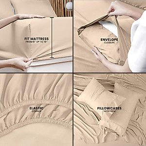 Utopia Bedding Full Bed Sheets Set - 4 Piece Bedding - Brushed Microfiber - Shrinkage and Fade Resistant - Easy Care (Full, Beige)