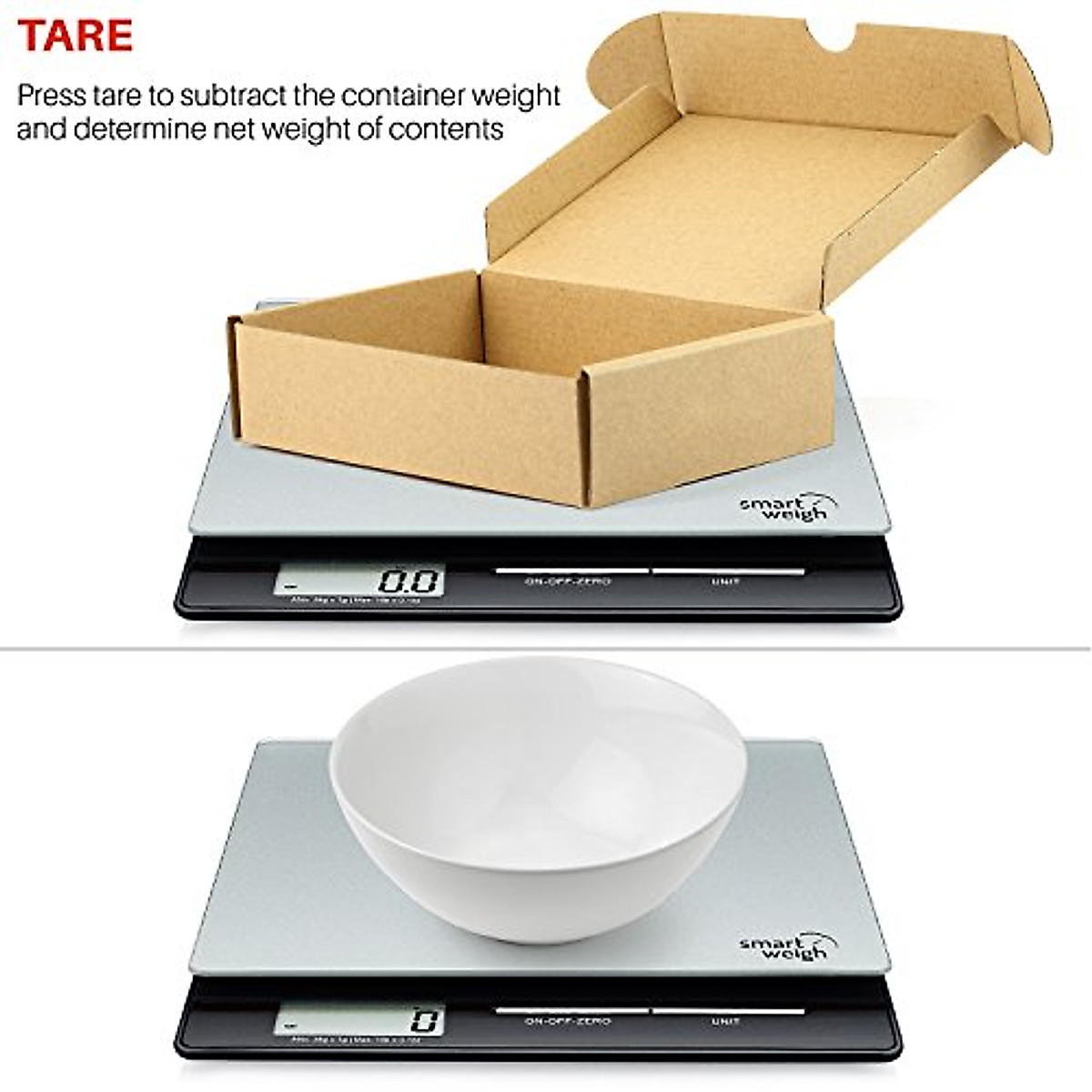 Smart Weigh Professional USPS Postal Scale with Tempered Glass Platform, Multiple Weighing Modes and Tare Function, Silver Shipping Scale, Platform Scale, 11 pounds/ 5 Kilograms