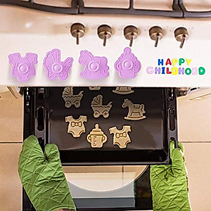 GWHOLE 4 Pack of Baby Cookie Stamper Cutters for New Born Baby Shower Birthday Party