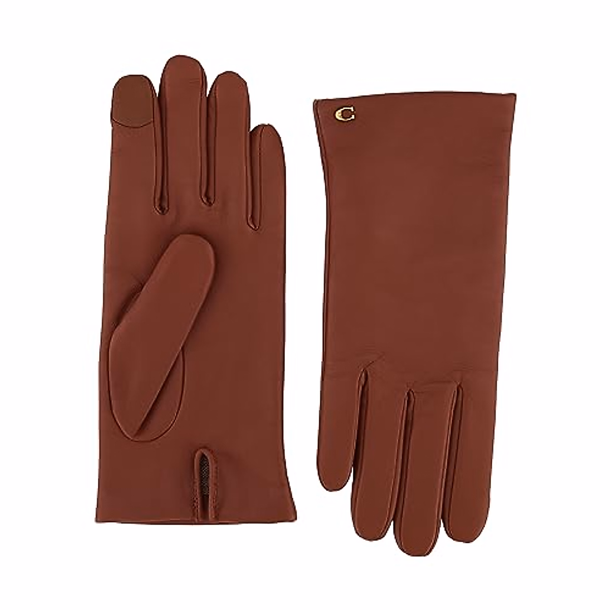 Coach Women's Sculpted C Short Glove, Saddle, 6.5