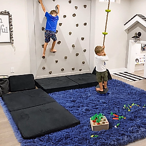 PAGISOFE Fluffy Shaggy Area Rug, 5x8, Plush Shag Rugs for Living Room Bedroom, Shaggy Furry Rugs for Girls Boy Baby, Soft Rugs for Nursery Kids Room, Fuzzy Toddler Room Rug, Light Navy