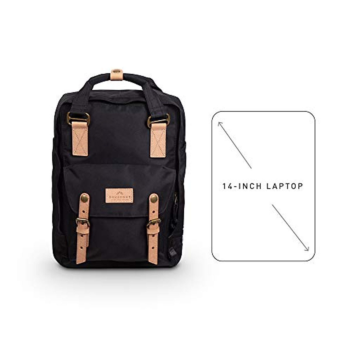 Doughnut Travel Laptop Backpack, Slim Durable Reborn Series Daypack Backpacks, Water Resistant College Computer Bag for Men & Women Fits 14 Inch Notebook(Black)