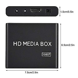 HDMI Media Player, Full HD Mini Box Media Player 1080P HDMI Digital Media Player Box Portable Support USB RMVB MP3 AVI MKV 110-240V(US Plug)