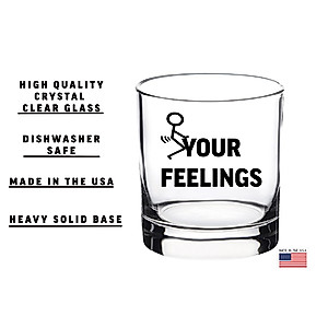 Rogue River Tactical Funny Screw Your Feelings Old Fashioned Whiskey Glass Drinking Cup Gift For Him Men Dad Grandpa