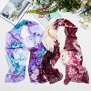 Sureio 6 Pcs Scarves for Women Lightweight Summer Floral Print Pattern Scarf for Women Dressy Long Thin Scarf Shawl(Stylish Style)