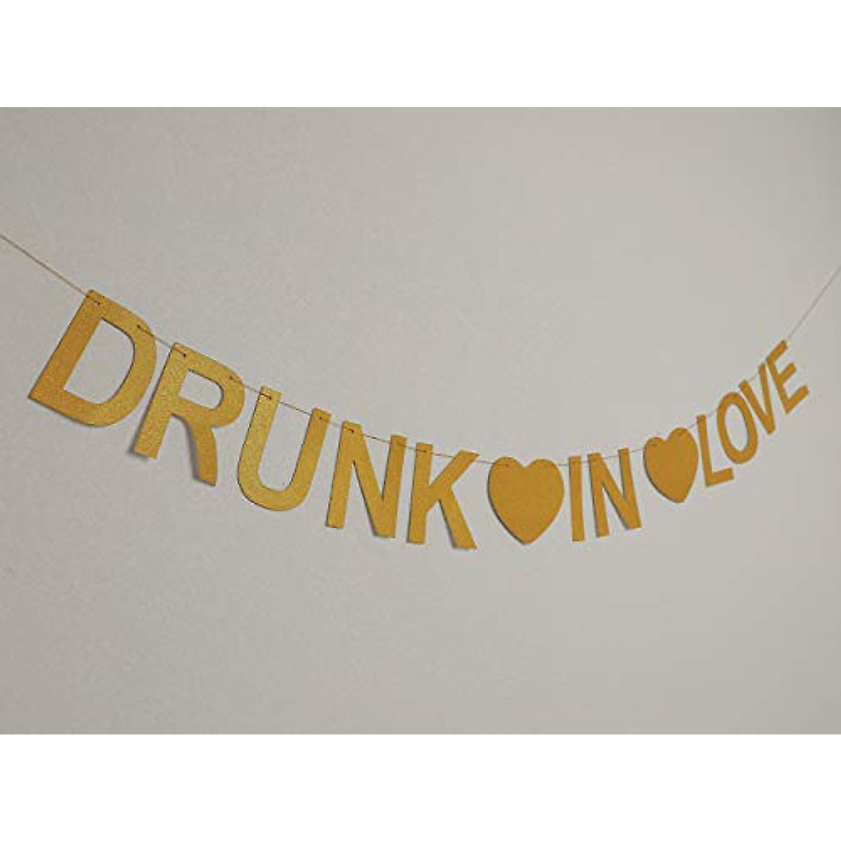 Ucity Drunk in Love Banner Gold Glitter Garland for Bachelorette Party Wedding Engagement Bridal Shower Party Decorations
