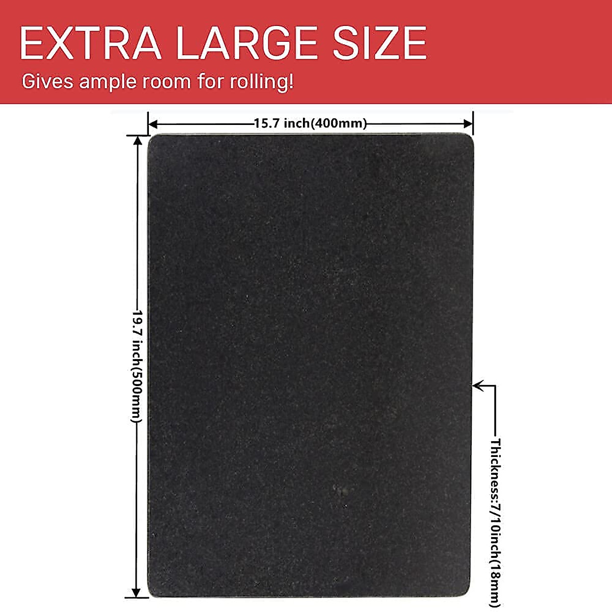 Diflart Natural Black Granite Cutting Board for Kitchen 16x20 Inch,with Non-Slip Feet, Large Stone Pastry Slab for Baking