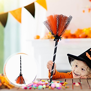 Beavorty Halloween Witch Broom Witch Broomstick Cosplay Broom Props Realistic Wizard Flying Broom Stick Accessory for Costumes Orange