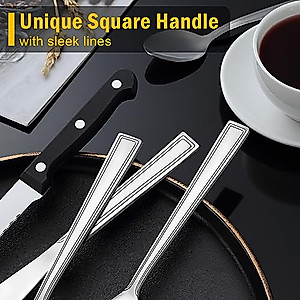 24-Piece Silverware Set with Steak Knives, Funnydin Forks and Spoons Silverware Set for 4, Food-Grade Stainless Steel Flatware Cutlery Set, Utensil Sets for Home Kitchen Restaurant, Dishwasher Safe