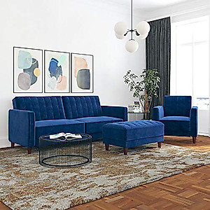 DHP Ivana Tufted Futon, Blue Velvet
