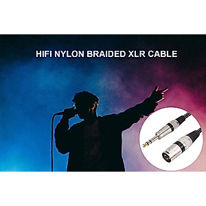 KINXIYU XLR Male to 1/4 Inch TRS Cable 20 FT, Nylong Braided XLR 3 Pin Male to Quarter inch 6.35mm TRS Male Balanced Interconnect Wire Mic Cord (Pure Copper Conductors)