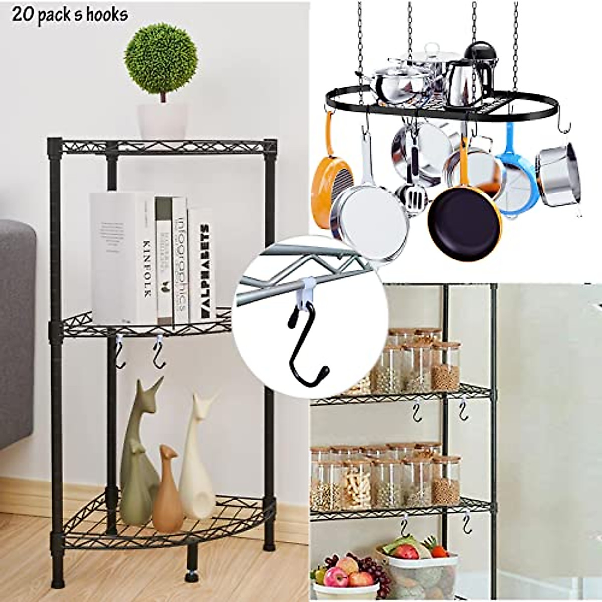 Crhexpva Anti Drop Wire Shelving S Hooks Metal Rack Hangers Untensil Hanging Hooks Shelves Hooks, Accessories Hangers (Shape A)