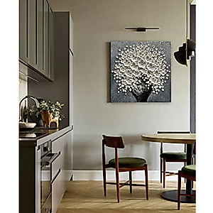 Epicler art White Flower Oil Painting Modern Abstract Art Oil Painting Home Bedroom, Dining Room, Living Room, Office Wall Decoration (20x20 inches)