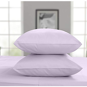 Threadmill Cotton Full Size Sheet Set| 100% Cotton Sheets for Full Size Bed | Solid Sateen Full Bed Sheets Set with 16” Elasticized Deep Pocket | Soft Breathable 4-Piece Cooling Sheet Set | Lilac