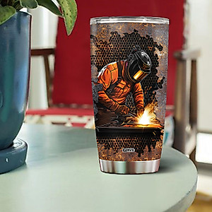 WONWIX Welder Gifts for Men Women Dad Welding Insulated Stainless Steel 20oz Coffee Cup Travel Mug Thermos Tumbler with Lid for Welders Husband Wife Christmas Birthday Mothers Fathers Day