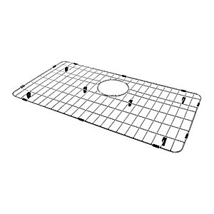 LQS Stainless Steel Kitchen Sink Bottom Grid and Sink Protector, Protective Sink Grid 26 x 14 Inches with Rear Drain for Single Sink Bowl
