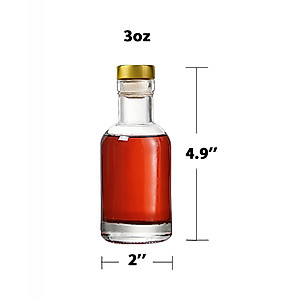 Kaachli Clear Glass Bottles 3 oz - 100ml [Pack of 12] for Wine Beverages Drinks Oil Vinegar Kombucha Beer Water Soda with Cork Stopper Airtight Lid