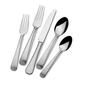 Mikasa Hammered Opulent Flatware, 75 Piece Set, Silver