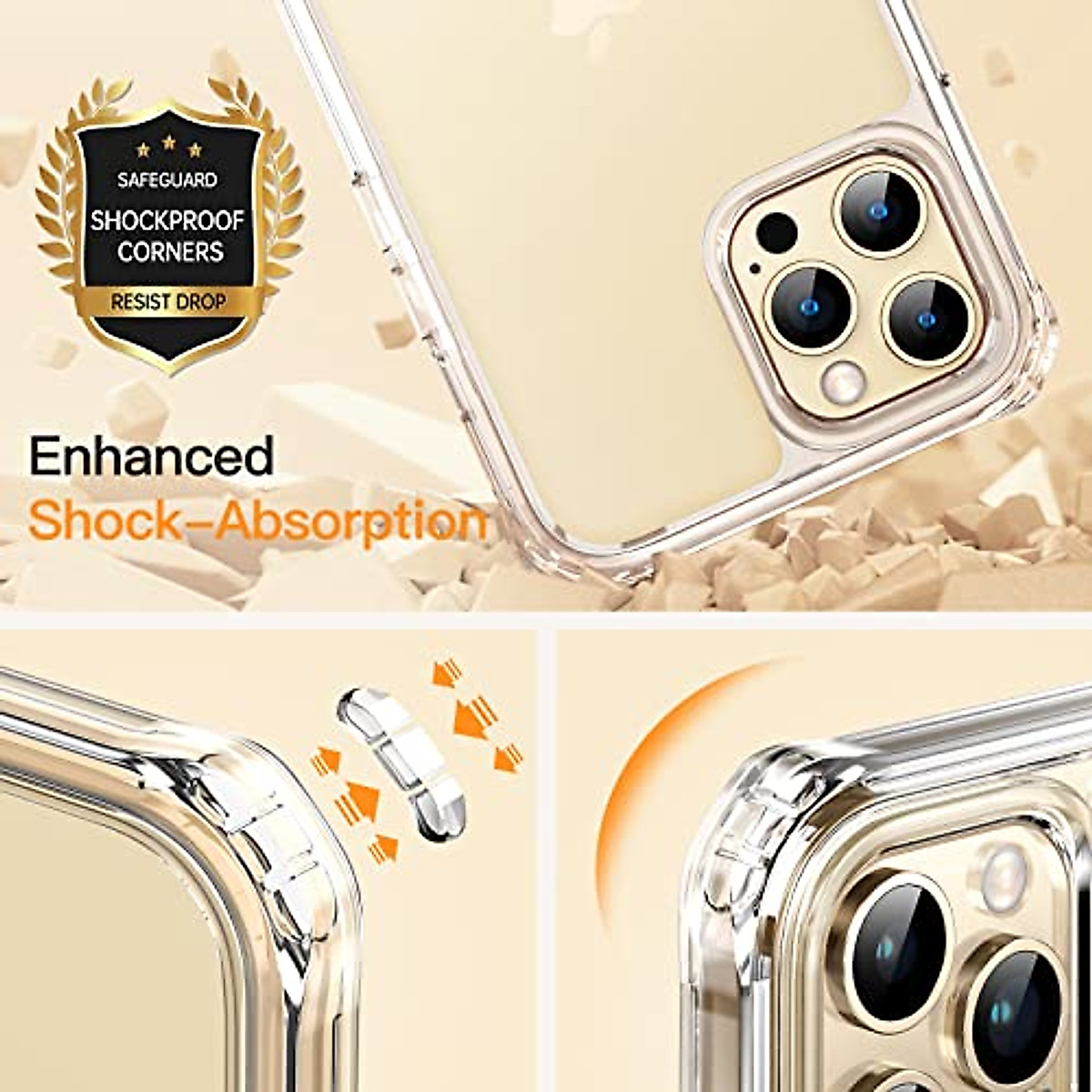 JETech Case for iPhone 12 Pro Max 6.7-Inch with 2-Pack Tempered Glass Screen Protector, 360 Full Body Shockproof Bumper Phone Cover Protective Clear Back (Clear)