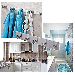 mxtechnic Wall Mounted Coat Hook Rail Self Adhesive Stainless Steel Hanging Hooks Rack Hallway Kitchen Storage Organizer