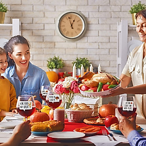 36 Pieces Wine Glass Static Cling Sticker Thanksgiving Reusable Funny Wine Sticker Reusable Wine Glass Stickers Wine Glass Drink Markers Fall Wine Stickers for Wine Tasting Wine Charm Party Supplies