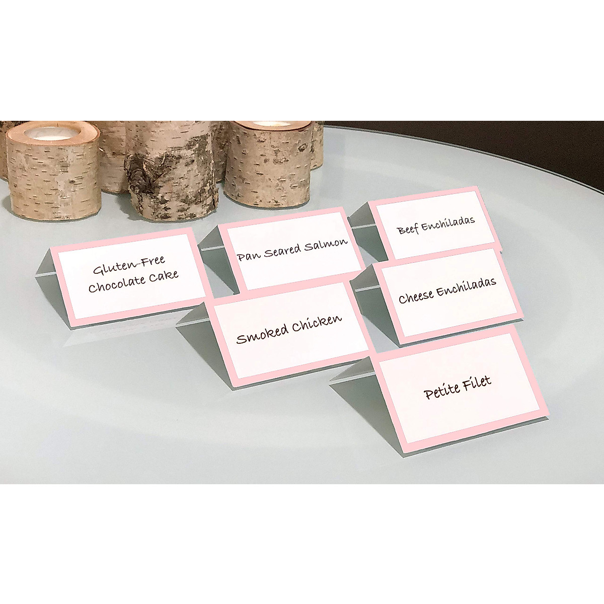 Tented Place Cards - 50 pack - Folded Place Cards are ideal for Wedding Place Cards, Buffet food label, Banquet tables, Cocktail Parties, and Name Cards. Made of 14 pt. Matte Card Stock.