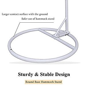 Round Base Heavy Duty Hanging Stand - Powder Coated Hammock Stand for Hammock Chair, Indoor and Outdoor (White)