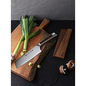 Cangshan TN1 Series 1021820 Swedish 14C28N Steel Forged 7-Inch Nakiri Knife and Wood Sheath Set