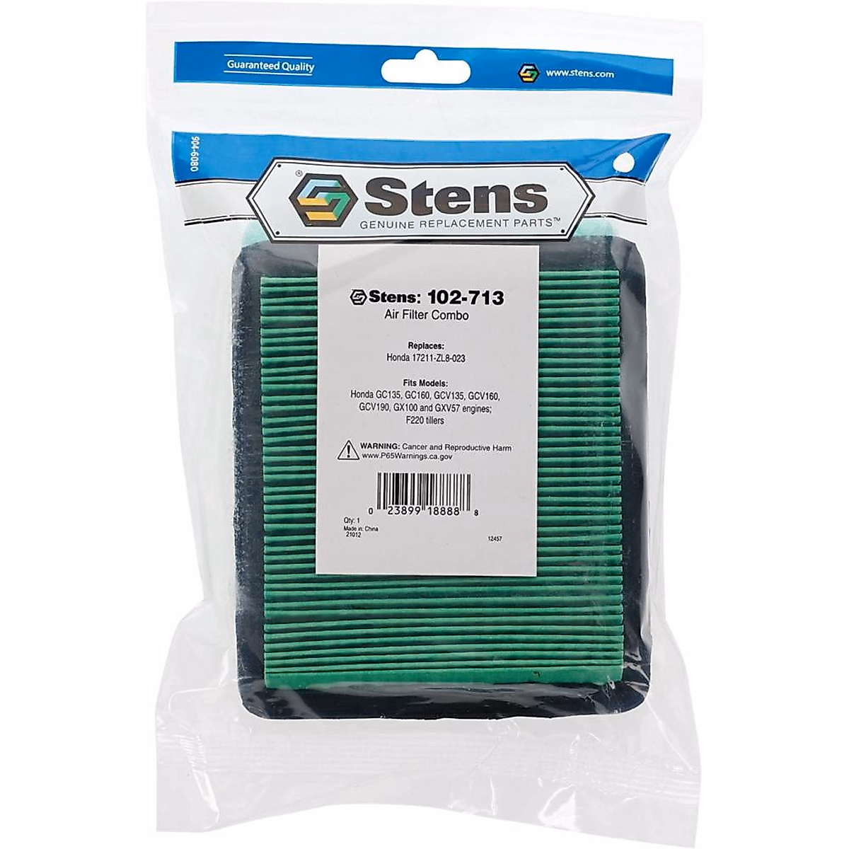 Stens New Air Filter Combo 102-713 Compatible with Honda GC135, GC160, GCV135, GCV160, GCV190, GX100 and GXV57 Engines, F220 tillers, Bomag BT60 17211-ZE8-000, 17211-ZL8-000, 17211-ZL8-003